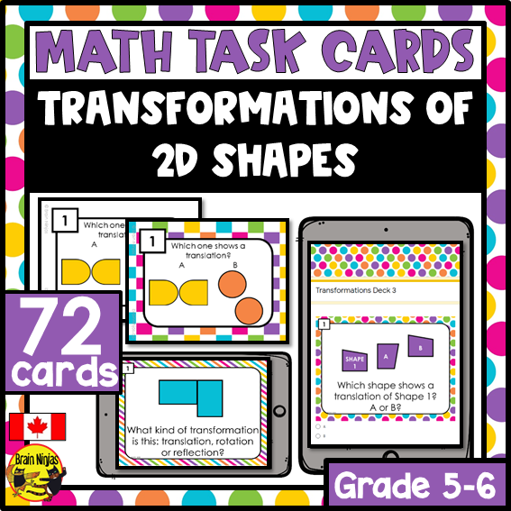 Transformations Math Task Cards | Paper and Digital | Grade 5 Grade 6 ...