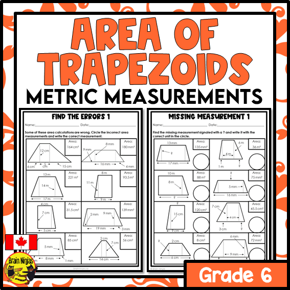 Area of Trapezoids in Metric Units Math Worksheets | Paper – brainninjas