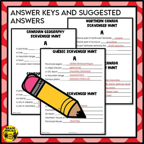 Canadian Geography Scavenger Hunt Bundle | Paper and Digital – brainninjas