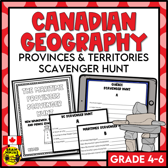 Canadian Geography Scavenger Hunt Bundle | Paper and Digital – brainninjas