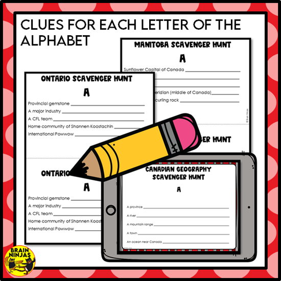 Canadian Geography Scavenger Hunt Bundle | Paper and Digital – brainninjas