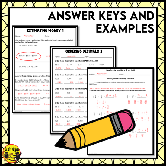 Decimals and Fractions Interactive Math Unit | Paper | Grade 5 ...
