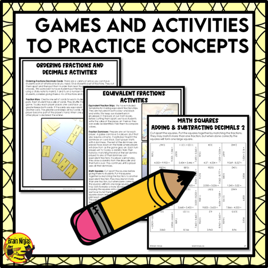 Decimals and Fractions Interactive Math Unit | Paper | Grade 5 ...