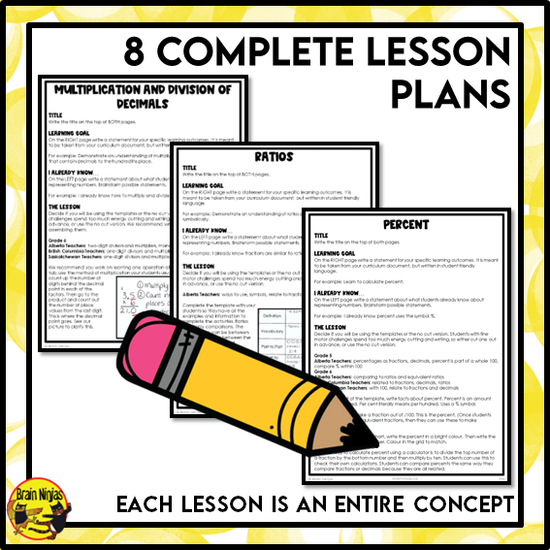 Decimals, Fractions, Ratios, Percent Math Interactive Notebook Unit ...