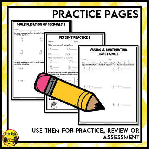 Decimals, Fractions, Ratios, Percent Math Interactive Notebook Unit ...