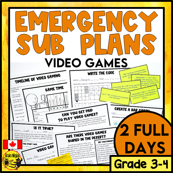 Emergency Sub Plans | Video Games | Paper | Grade 3 Grade 4 – brainninjas