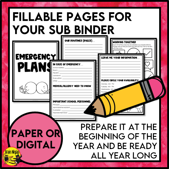 Emergency Sub Plans | Sticky Situations | Paper | Grade 4 Grade 5 Grad ...