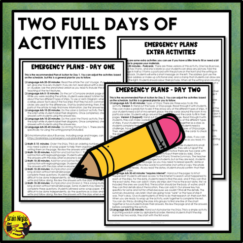 Emergency Sub Plans | Ships and Wrecks | Paper | Grade 4 Grade 5 Grade ...