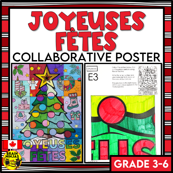French Joyeuses Fêtes Christmas Collaborative Poster | Paper – brainninjas