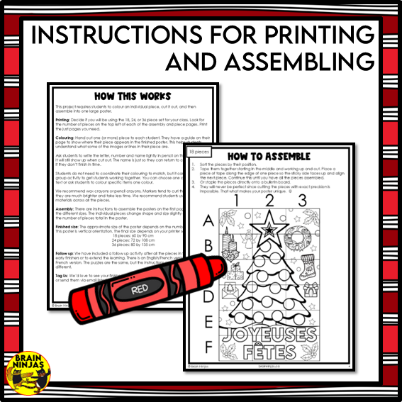French Joyeuses Fêtes Christmas Collaborative Poster | Paper – brainninjas
