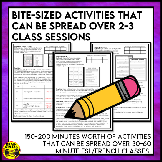 French Class Emergency Sub Plans Paper Grade 4 Grade 5 Grade 6 ...