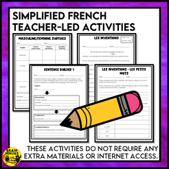French Class Emergency Sub Plans Paper Grade 4 Grade 5 Grade 6 ...