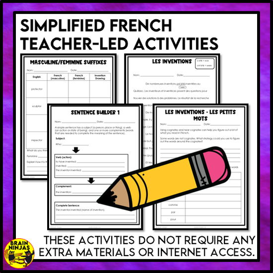 French Class Emergency Sub Plans Paper Grade 4 Grade 5 Grade 6 ...