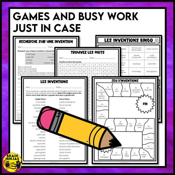 French Class Emergency Sub Plans Paper Grade 4 Grade 5 Grade 6 ...