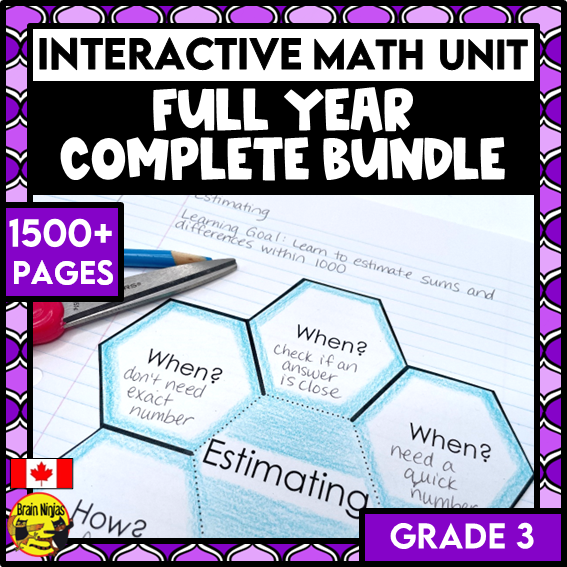 Year Long Math Interactive Math Unit Bundle | Paper | Grade 3 – brainninjas