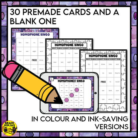 Homophones Bingo Game | Paper and Digital – brainninjas