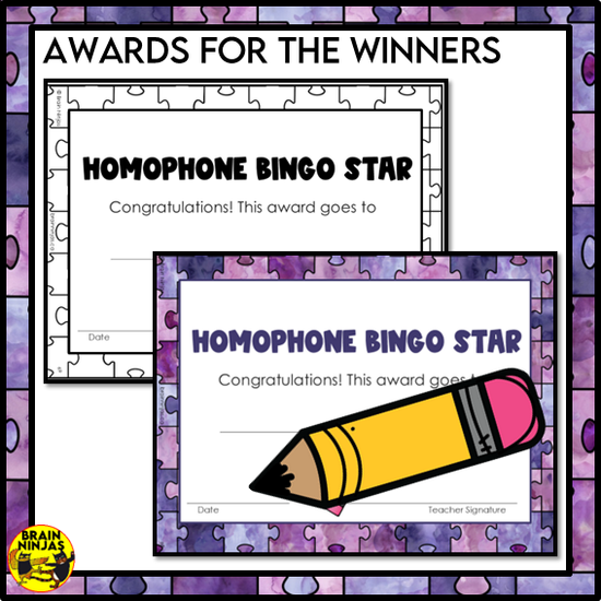 Homophones Bingo Game | Paper and Digital – brainninjas