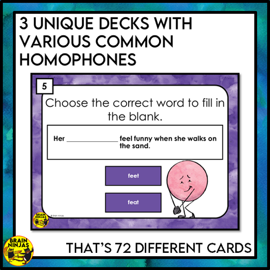 Homophones Task Cards Set 1 | Paper and Digital – brainninjas