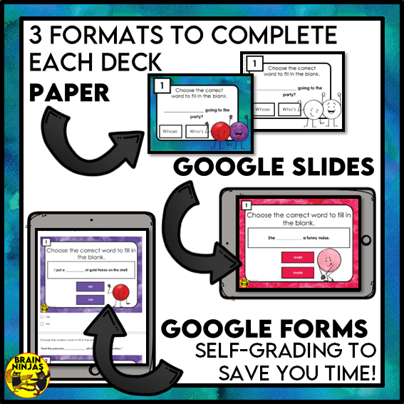 Homophones Task Cards Set 1 | Paper and Digital – brainninjas