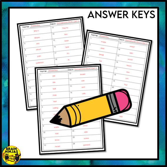 Homophones Task Cards Set 1 | Paper and Digital – brainninjas