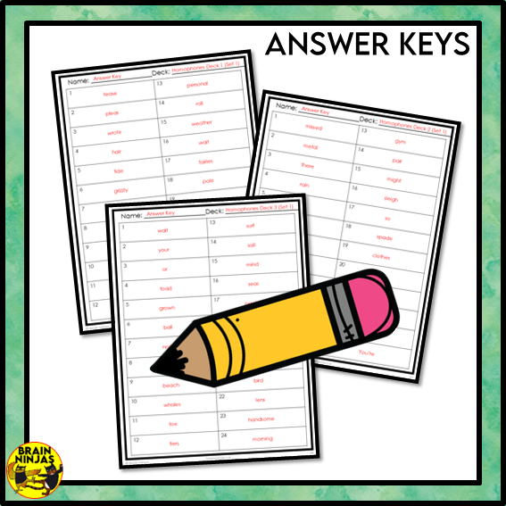 Homophones Task Cards Set 2 | Paper and Digital – brainninjas