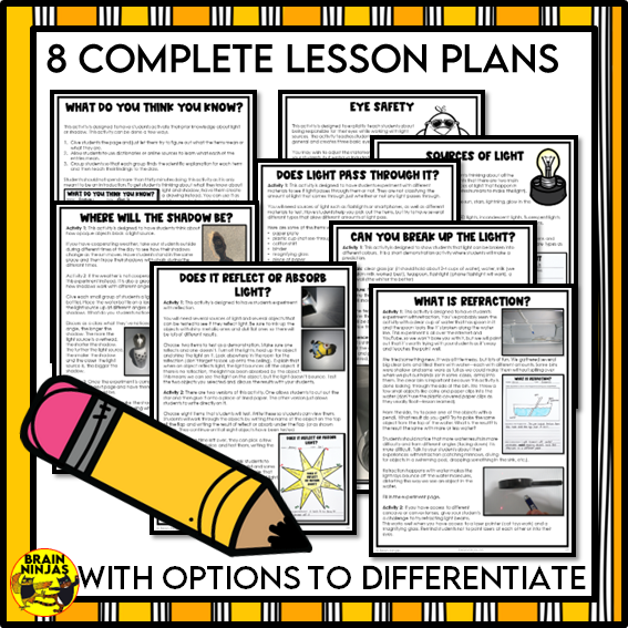 Light Science and Shadows Unit Lessons and Activities | Paper and Digi ...