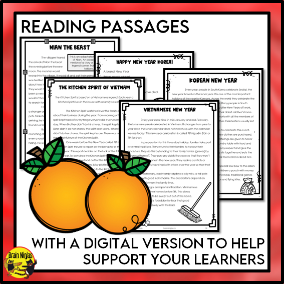 Lunar New Year Reading and Writing Activities | Paper and Digital ...