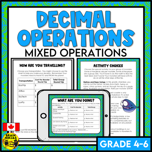 Decimal Operations Activity Monster Field Trip | Paper and Digital ...