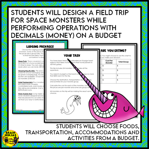 Decimal Operations Activity Monster Field Trip | Paper and Digital ...