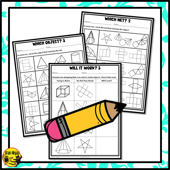 Nets of Prisms and Pyramids Math Worksheets | Paper | Identifying and ...