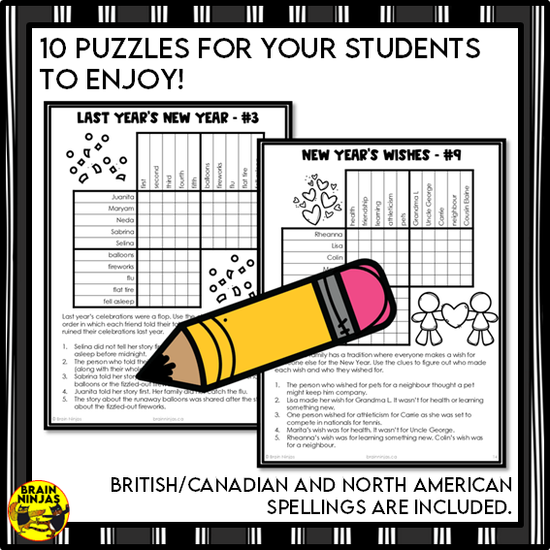 New Year's Logic Puzzles | Paper and Digital – brainninjas