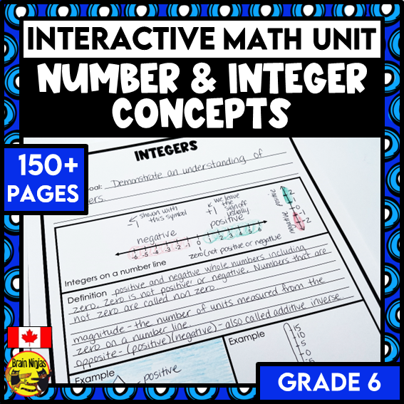 Numbers and Integers Interactive Math Unit | Paper | Grade 6 – brainninjas