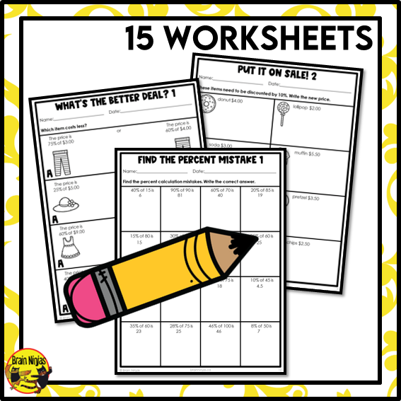 Calculating Percentage Discounts Math Worksheets | Paper – brainninjas