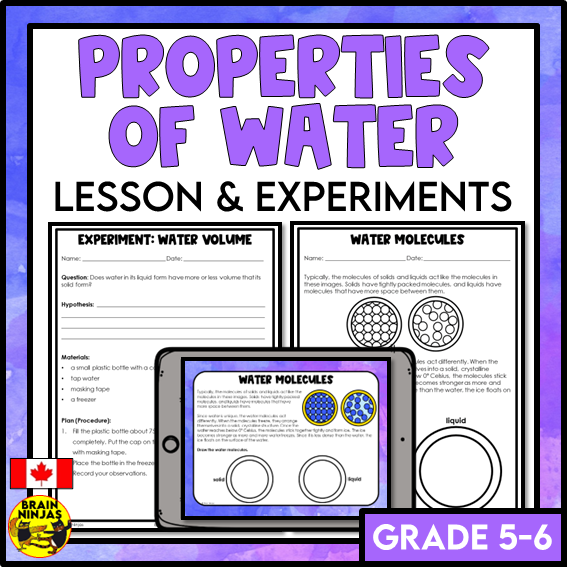 Properties of Water Lesson Experiments and Activities | Paper and Digi ...