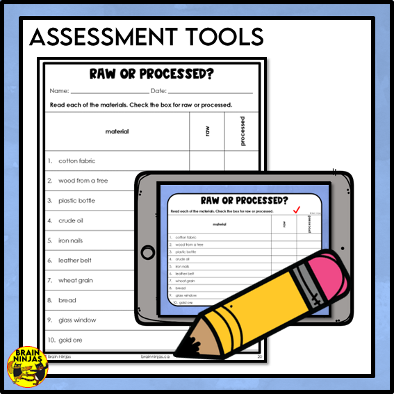 Raw and Processed Materials Lesson and Activities | Paper and Digital ...