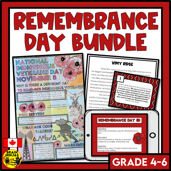 Remembrance Day Bundle Reading Writing Social Studies and Art Activiti ...