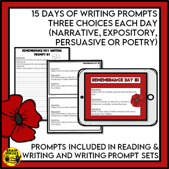 Remembrance Day Bundle Reading Writing Social Studies and Art Activiti ...