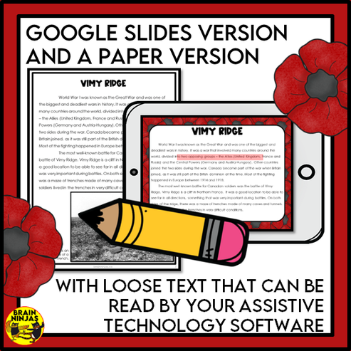 Remembrance Day in Canada Reading and Writing Activities | Paper and D ...