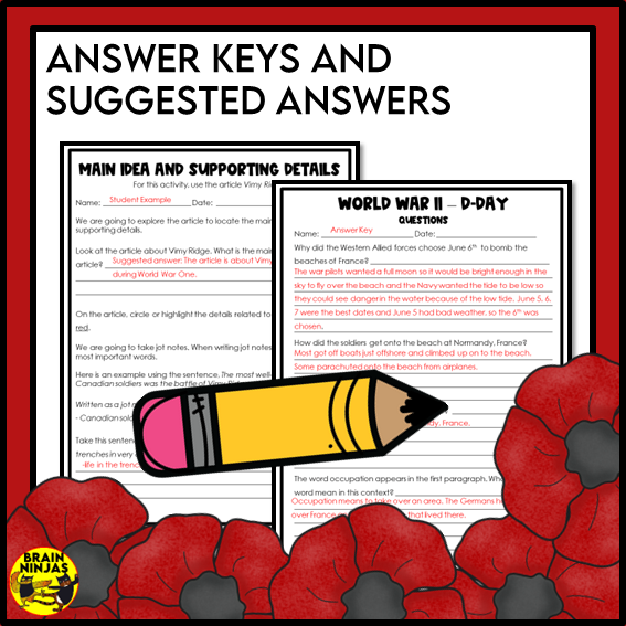 Remembrance Day in Canada Reading and Writing Activities | Paper and D ...