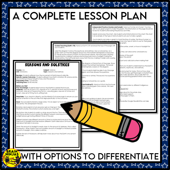 Seasons and Solstices Lesson and Activities Astronomy Space | Paper an ...