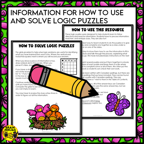 Spring Logic Puzzles | Paper and Digital – brainninjas