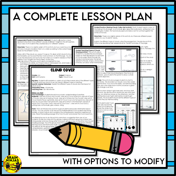 Types of Clouds and Cloud Cover Weather Lessons | Paper and Digital ...