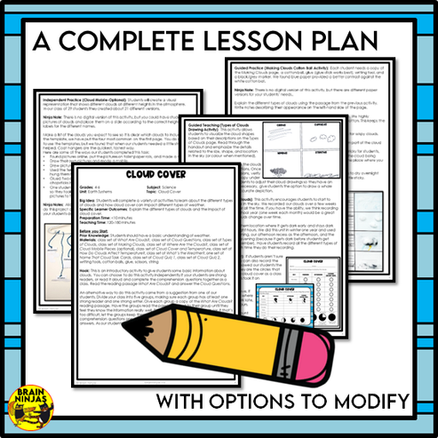 Types of Clouds and Cloud Cover Weather Lessons | Paper and Digital ...