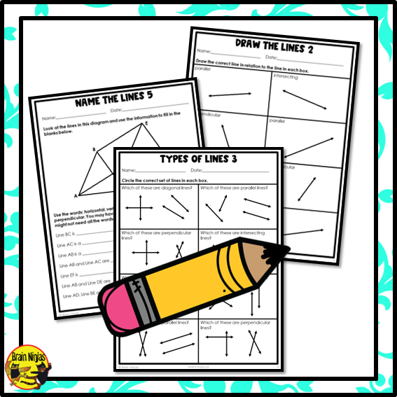 Types of Lines Math Worksheets | Paper – brainninjas