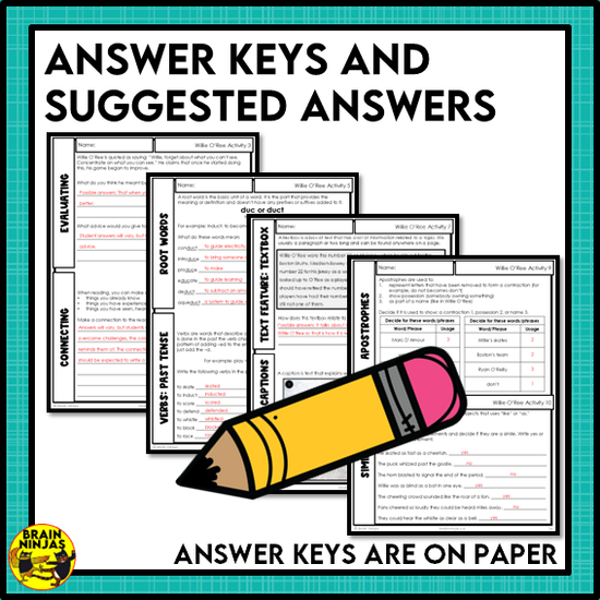 Willie O'Ree Reading Comprehension Activities | Paper and Digital ...