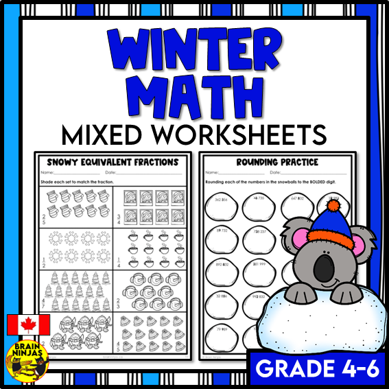 Winter Math Worksheets Numbers to 1 000 000 | Paper – brainninjas