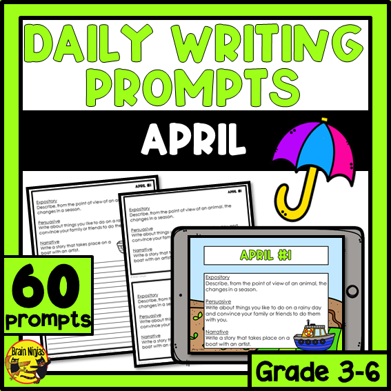 April Monthly Writing Prompts | Paper and Digital – brainninjas