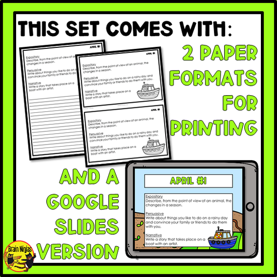 April Monthly Writing Prompts | Paper and Digital – brainninjas