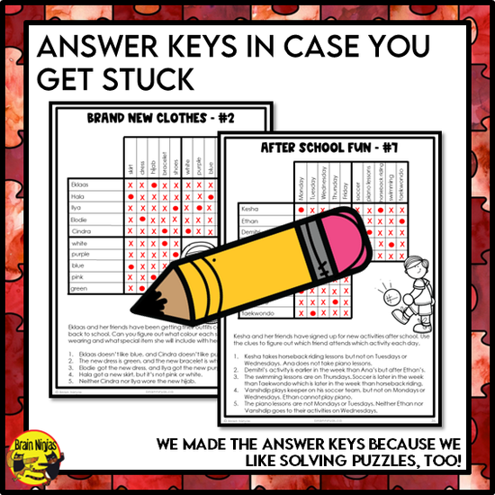 Back to School Logic Puzzles | Paper and Digital – brainninjas