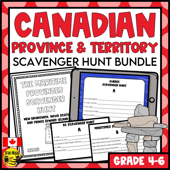 Canadian Geography Scavenger Hunt Bundle | Paper and Digital – brainninjas